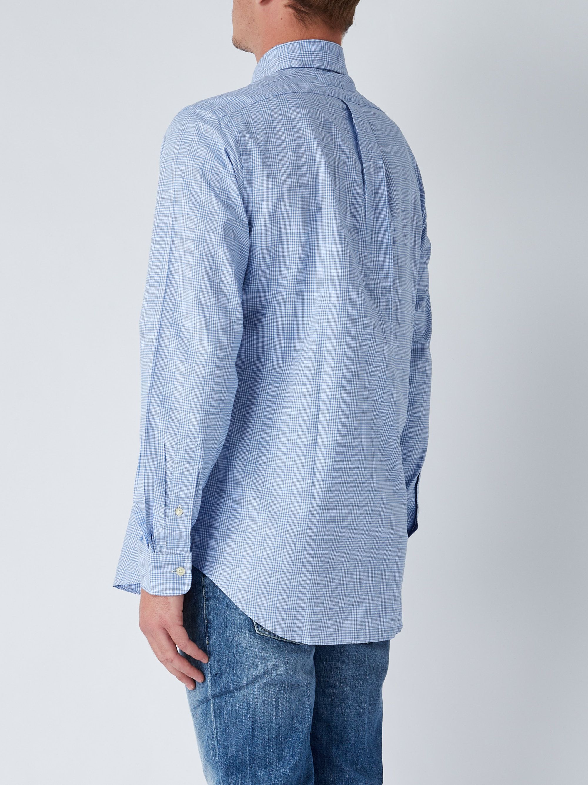 Camicia uomo Polo Ralph Lauren custom fit in cotone a quadri Celeste ...