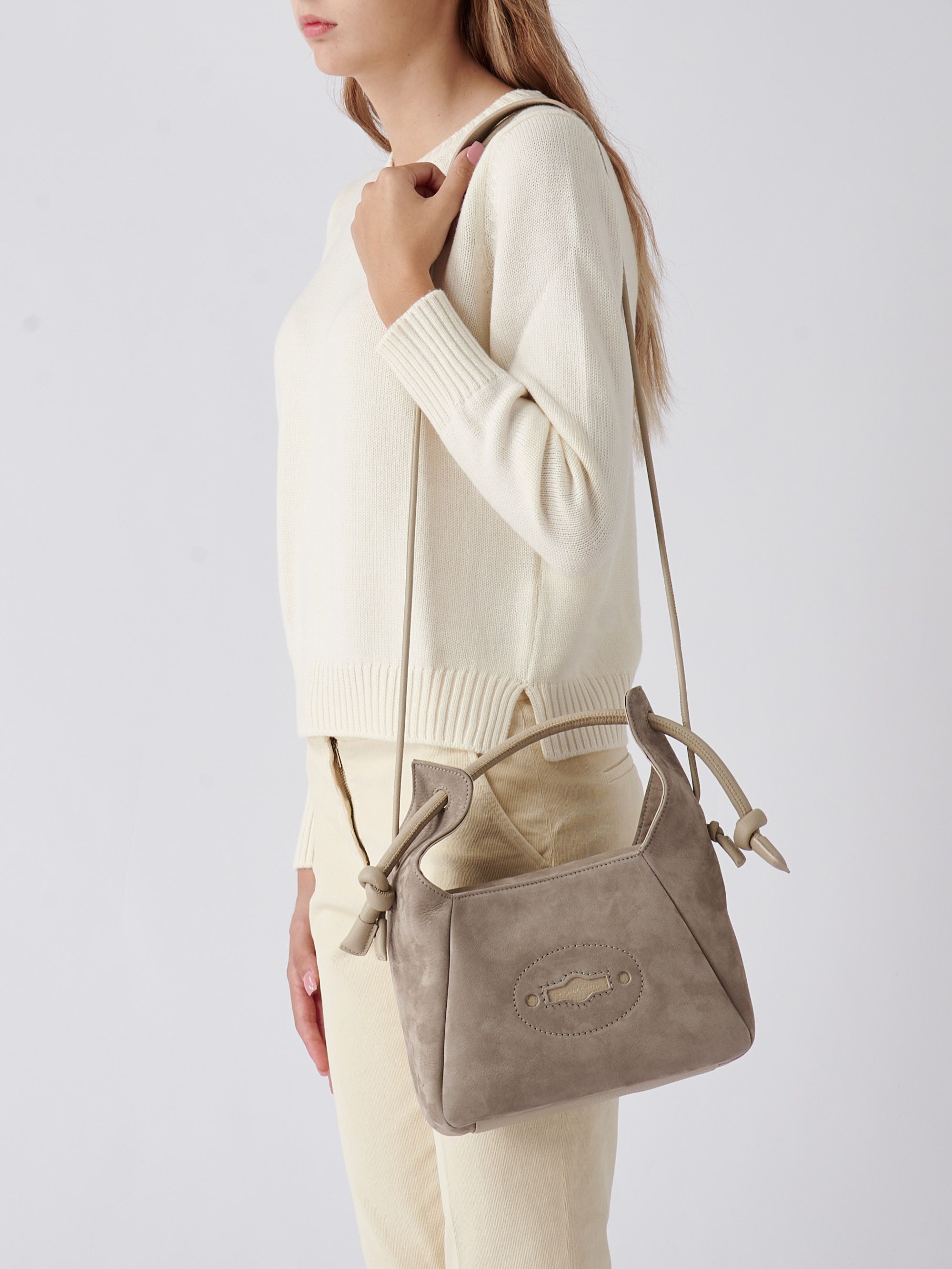 Zanellato Mina Jones women's bag in suede Mink | Caposerio.com