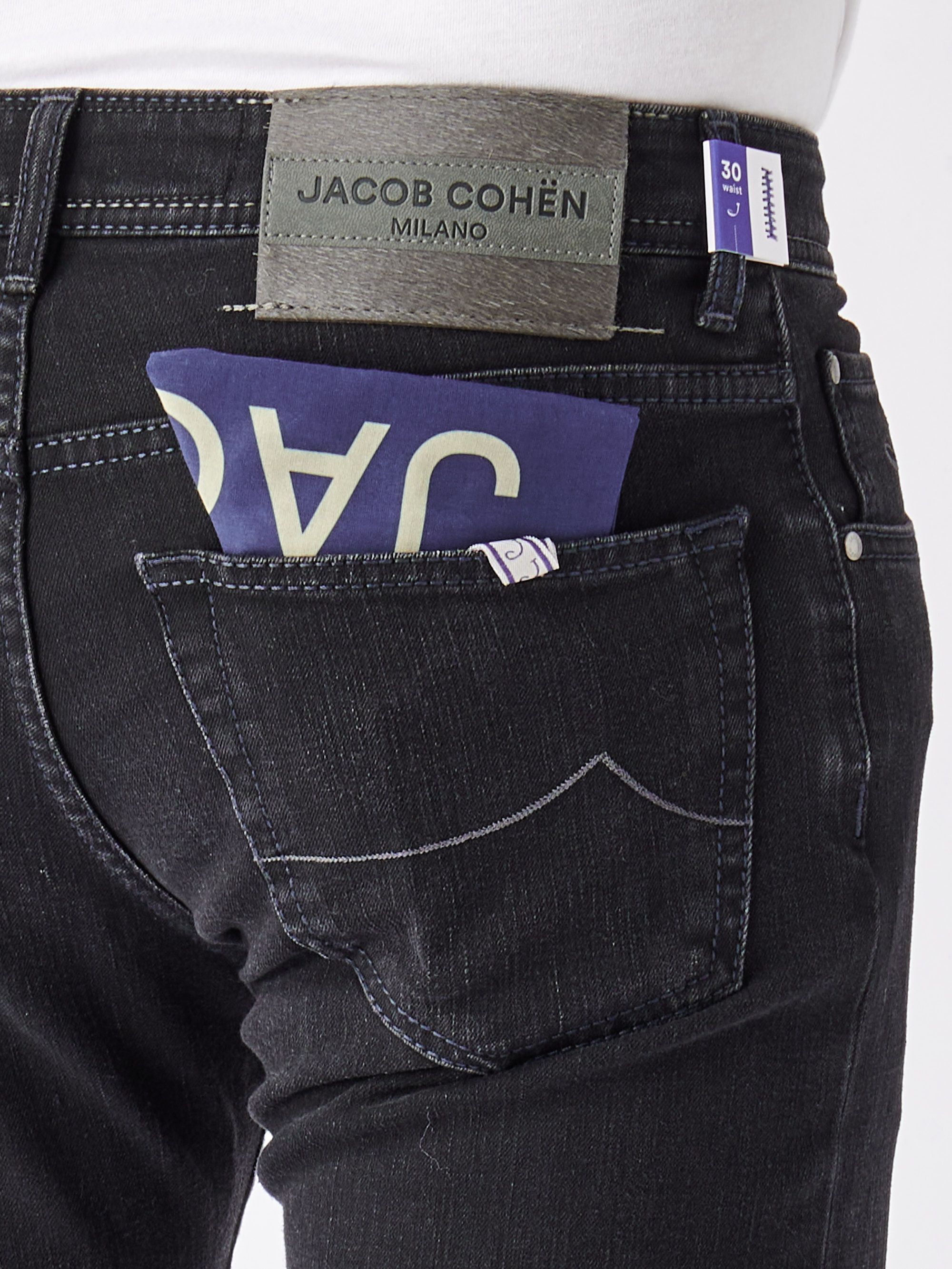 Jacob Cohen men's jeans in cotton and modal stretch blend Black ...