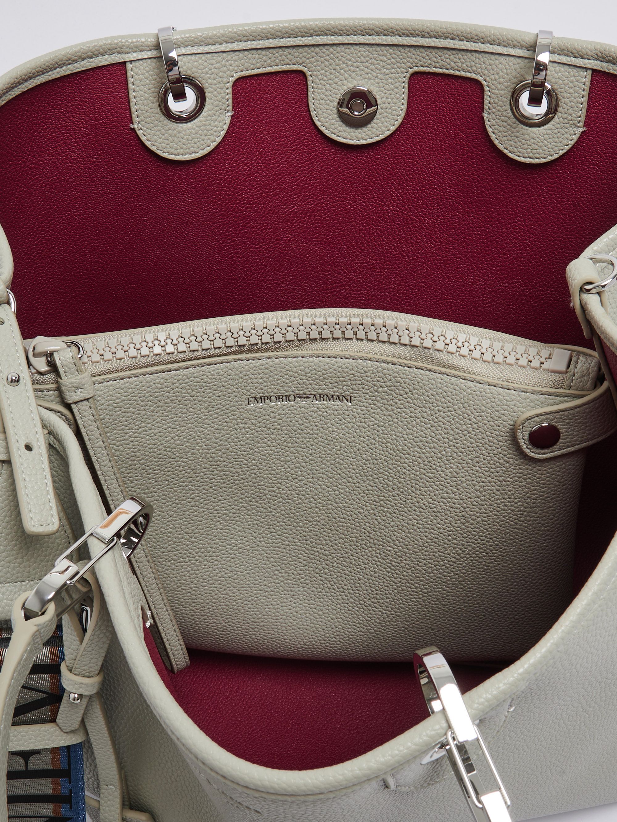 Borsa shopper donna Emporio Armani MyEA in simil pelle Mercurio-Geranio ...