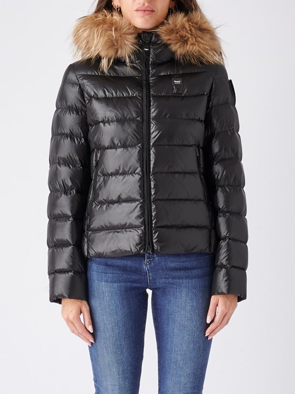 Blauer Mädchenjacke mit Fell Schwarz | Caposerio.com
