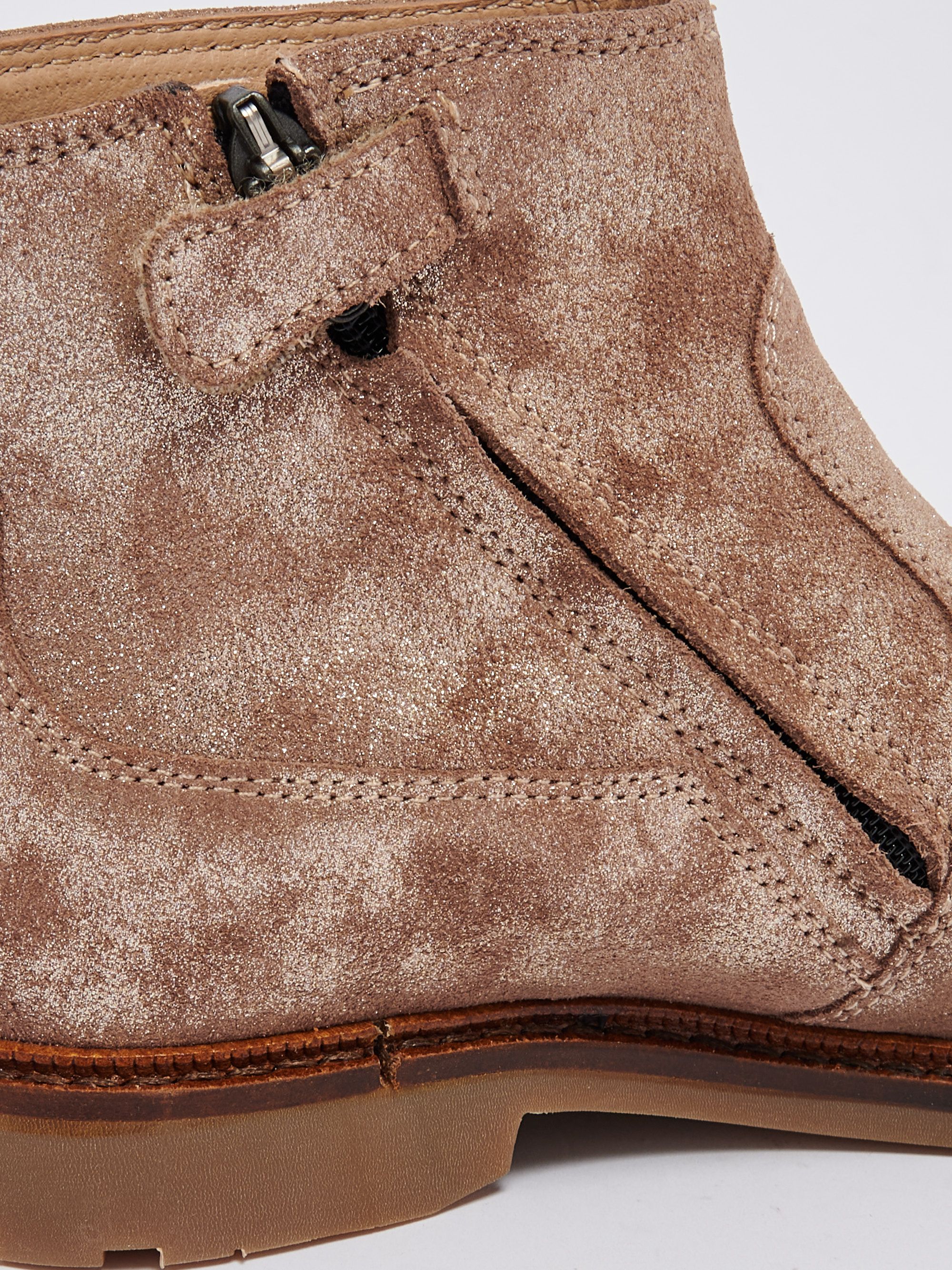 Pom D'Api girl ankle boot in laminated leather Platinum | Caposerio.com