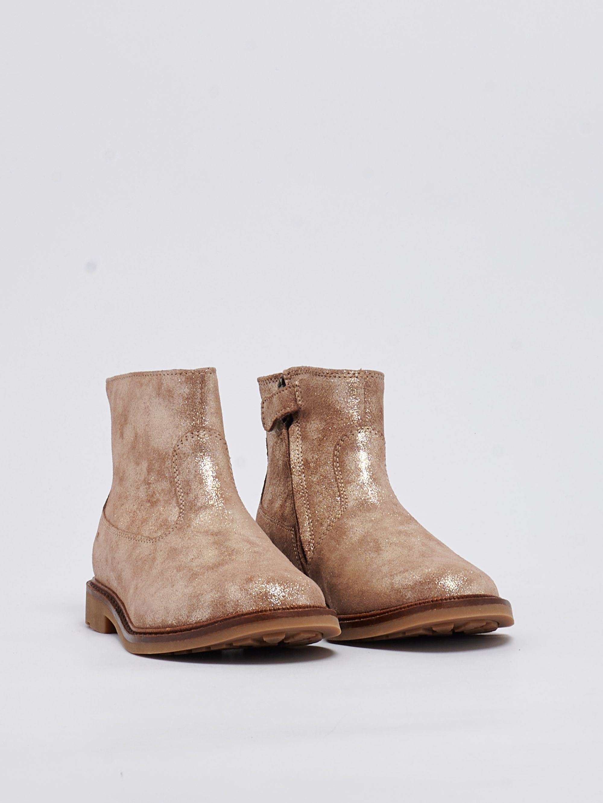 Pom D'Api girl ankle boot in laminated leather Platinum | Caposerio.com