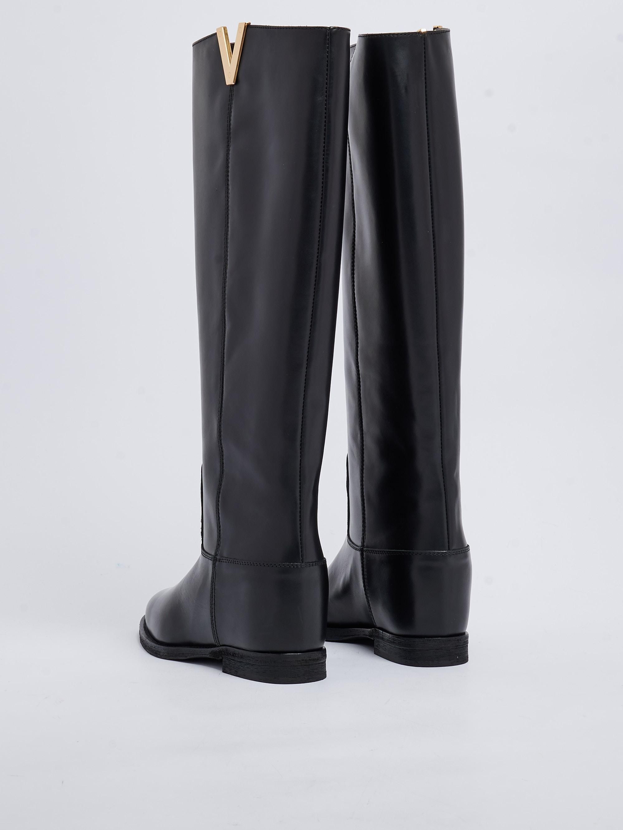 Via Roma 15 Santa Monica women's boot with applied logo Black ...