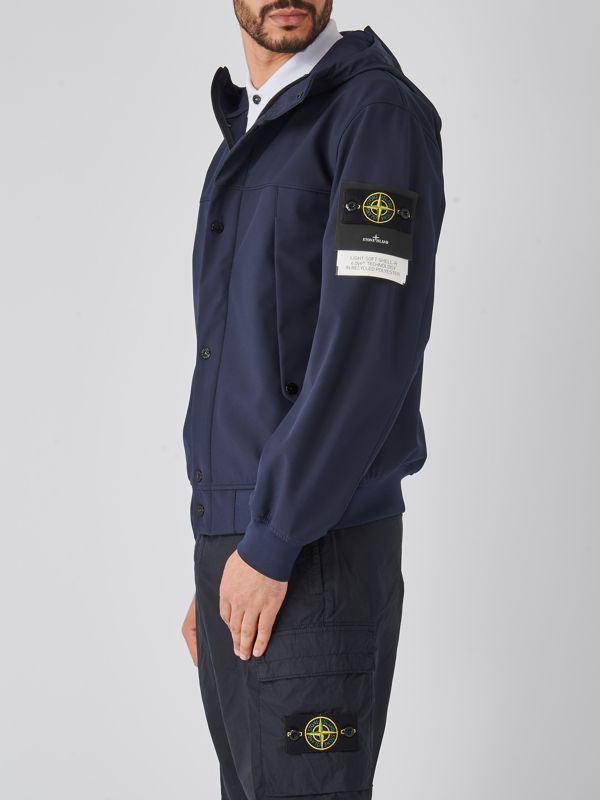 Stone Island men's hooded softshell jacket 801540227 Navy | Caposerio.com