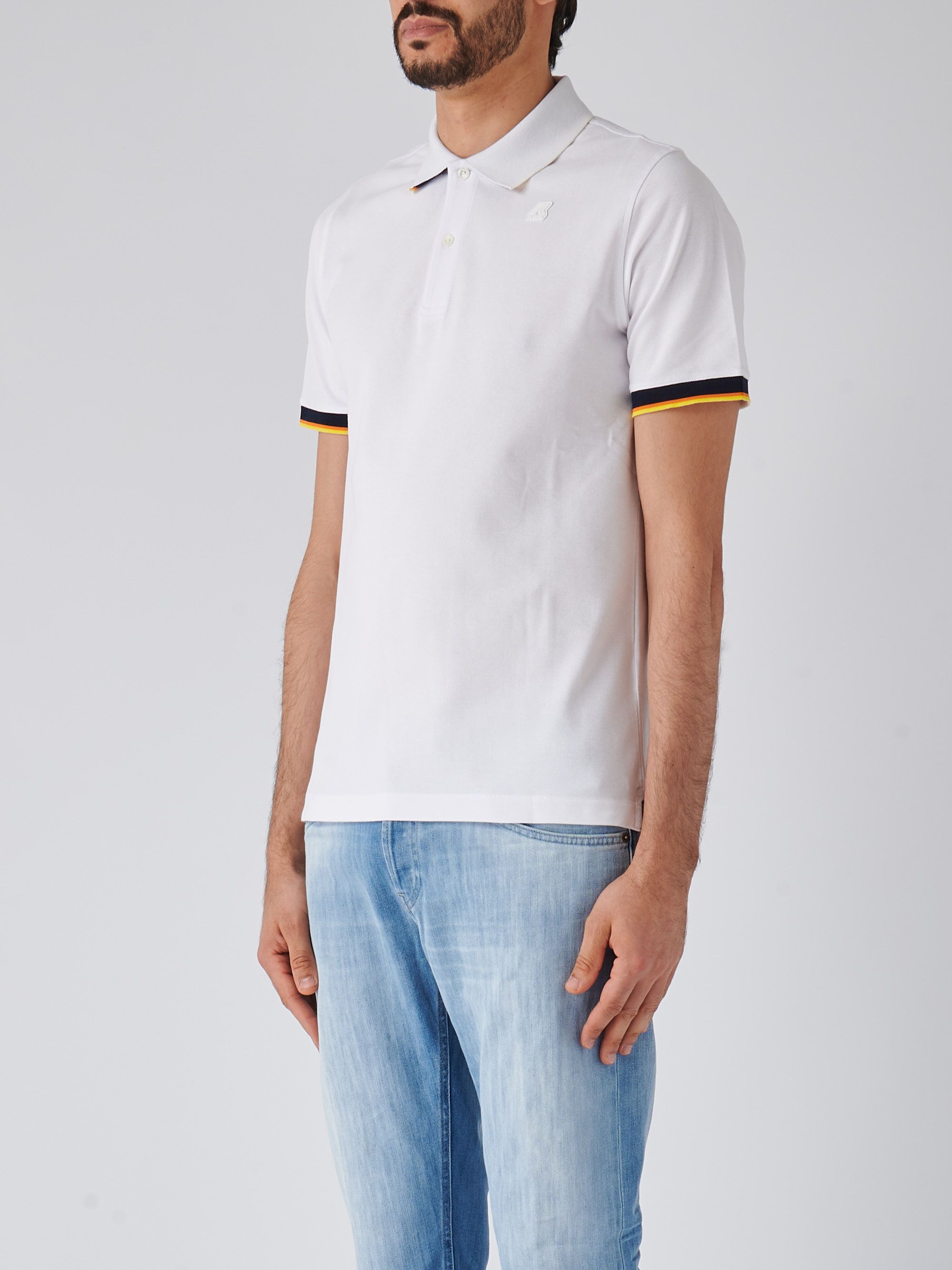 K-Way Vincent men's stretch cotton pique polo shirt White | Caposerio.com
