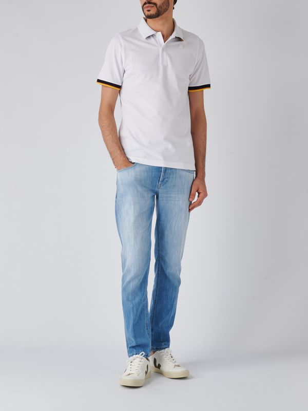 K-Way Vincent men's stretch cotton pique polo shirt White | Caposerio.com