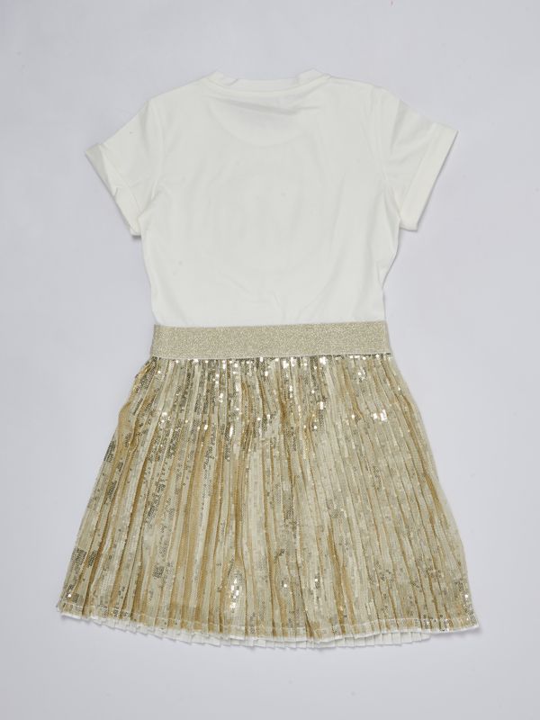 Michael Kors girl s sequined cotton dress r30019 White Gold Caposerio