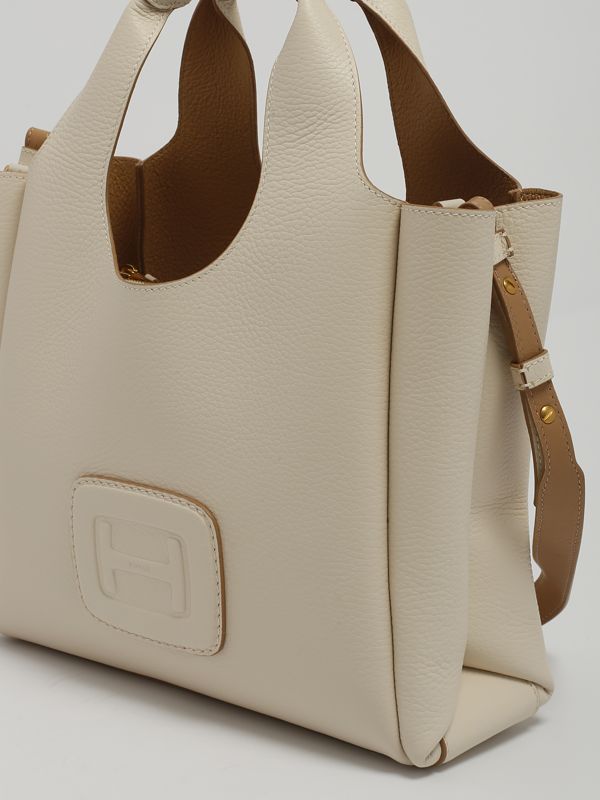 Hogan women's leather shopper bag with logo kbw01m30200r8t Cream ...