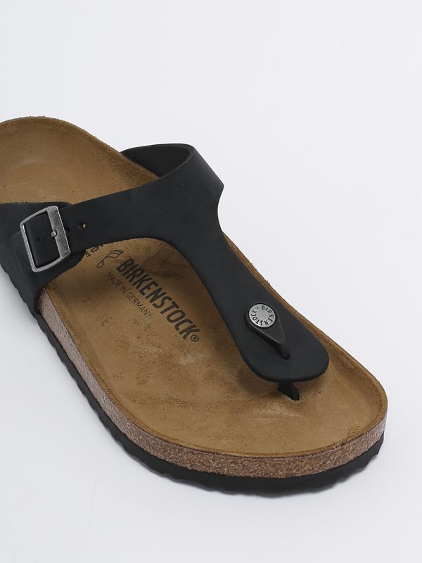 Birkenstock Gizeh men's leather flip-flop 845251 Black | Caposerio.com