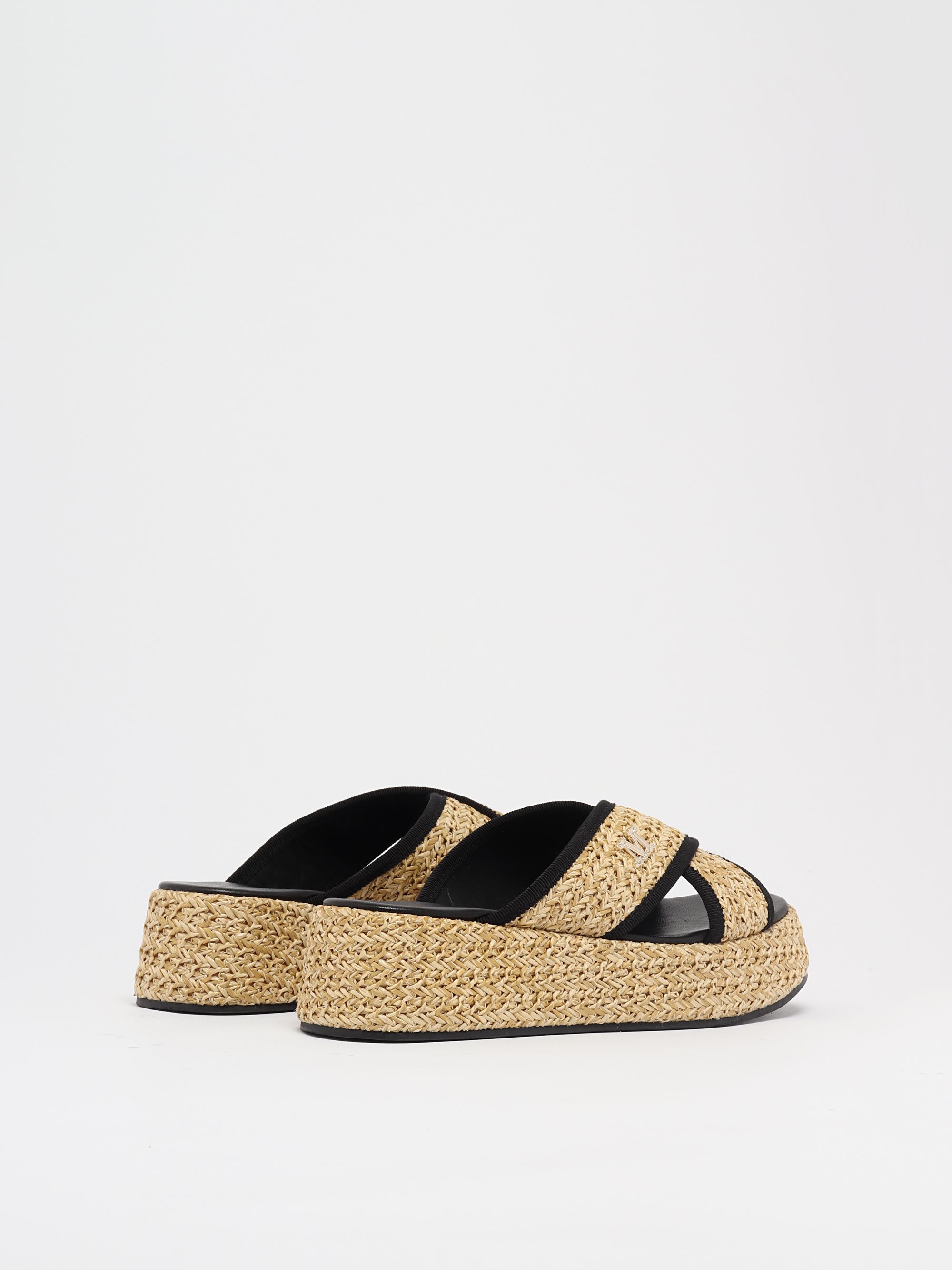 Max Mara Beachwear Braies raffia wedge sandals for women Straw ...