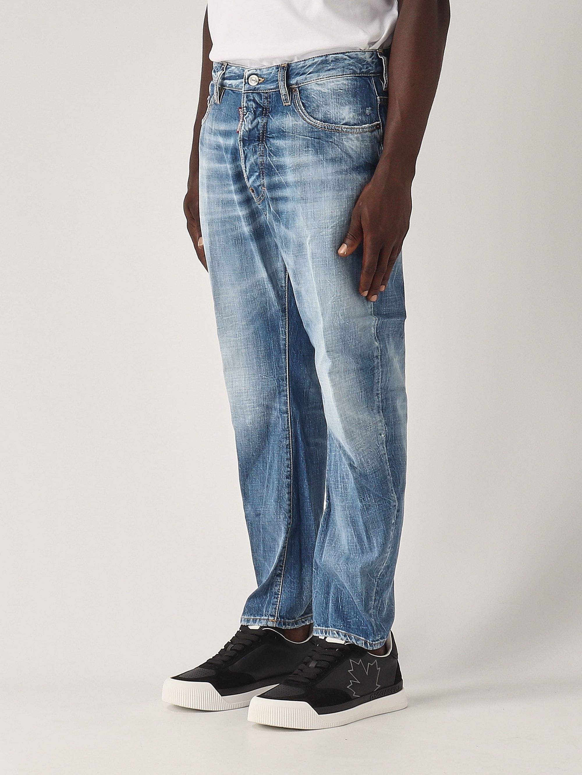 Jeans uomo Dsquared2 Bro in cotone light vintage wash s74lb1531s30309 Denim Medio | Caposerio.com