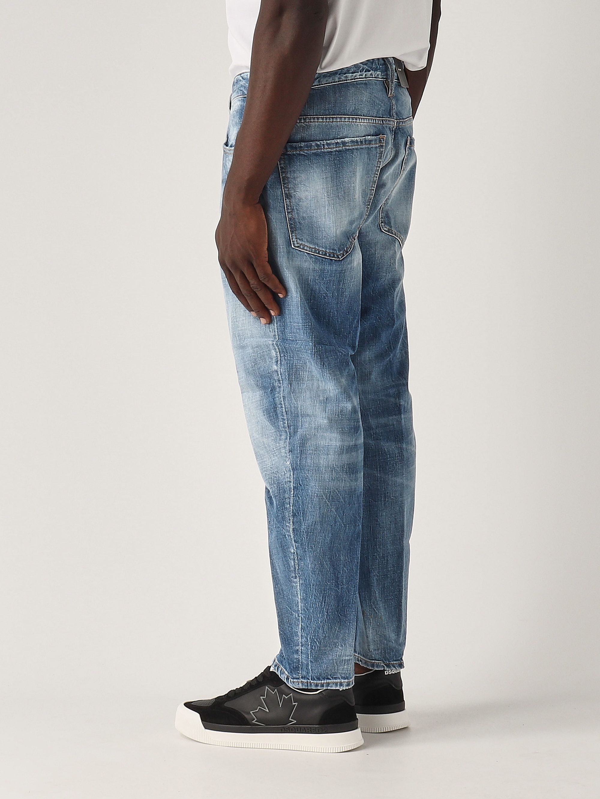 Jeans uomo Dsquared2 Bro in cotone light vintage wash s74lb1531s30309 Denim Medio | Caposerio.com