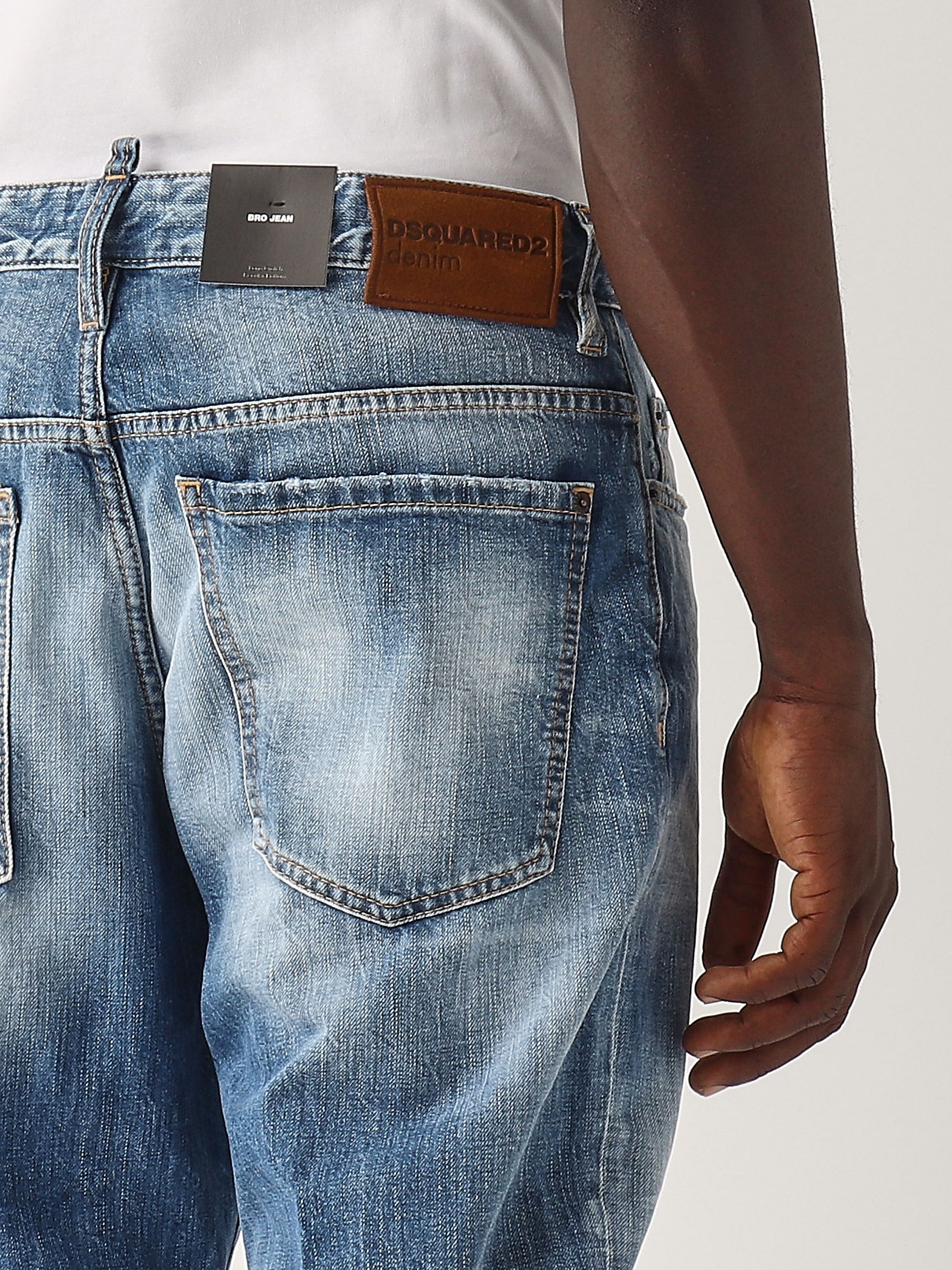 Jeans de hombre Dsquared2 Bro de algodón con lavado vintage claro ...