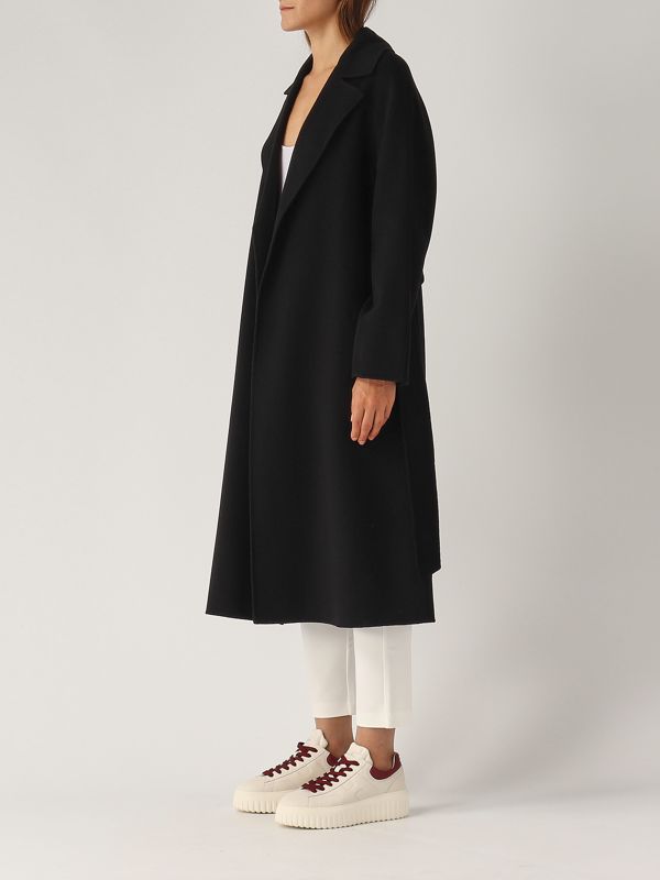 Cappotto donna Max Mara Studio Cles in lana, cashmere e seta Nero | Caposerio.com