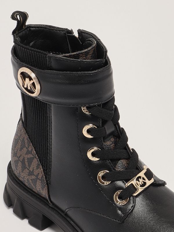 Michael Kors girl's imitation leather boots with printed logo Black ...