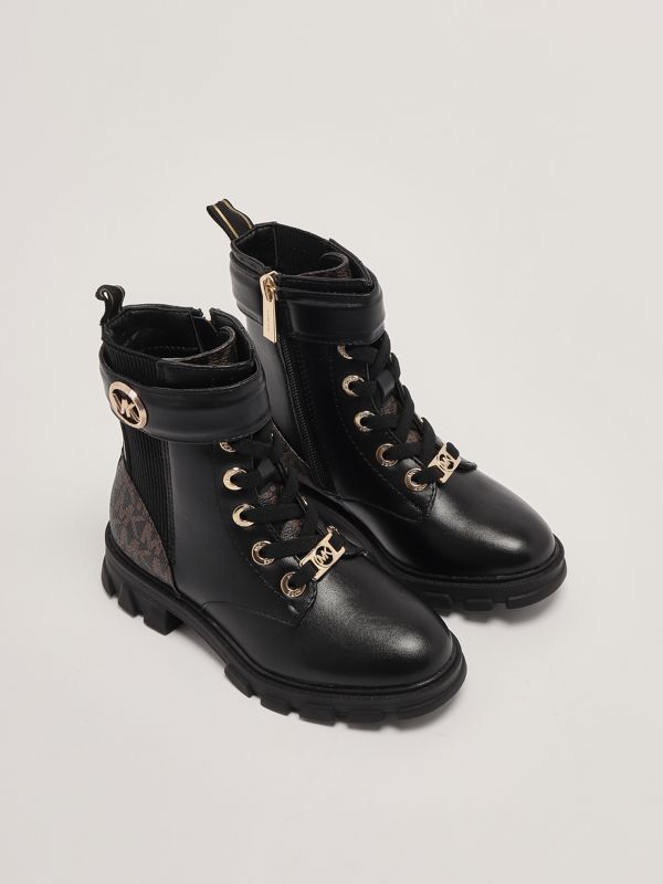 Michael Kors girl's imitation leather boots with printed logo Black ...