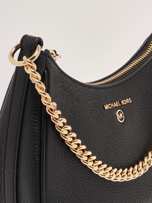 Borsa donna Michael Kors SM Chain Pouchette in pelle martellata Nero ...