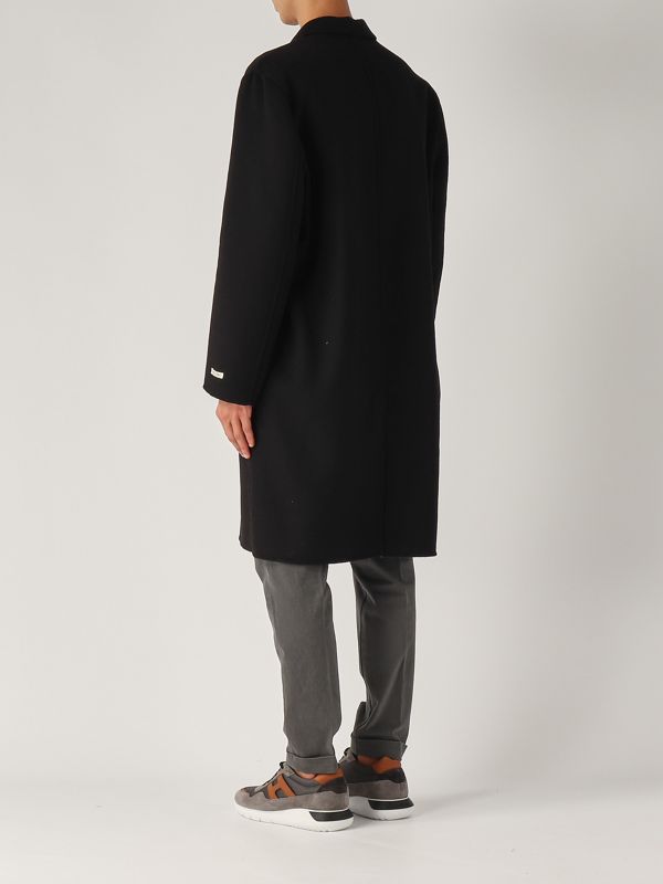 Paltò Cameron wool blend coat for men b41pucamedou Black | Caposerio.com