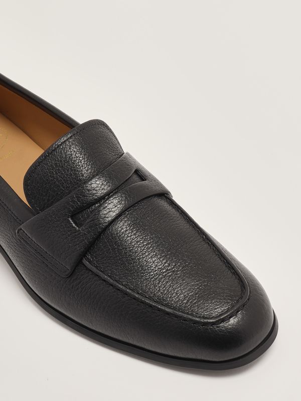 Milton men's loafer in grained leather edc1339aid Black | Caposerio.com
