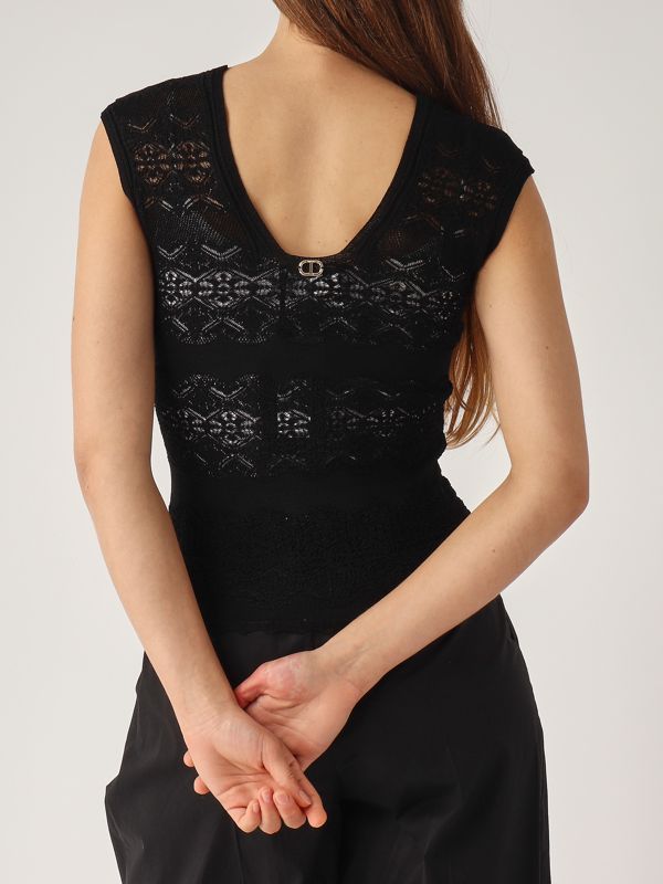 Twinset Viscose blend top for women - Black | Caposerio.com