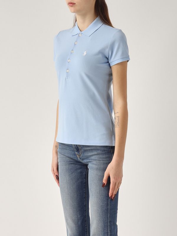 Polo donna in cotone piquet stretch 211870245 Cielo | Caposerio.com