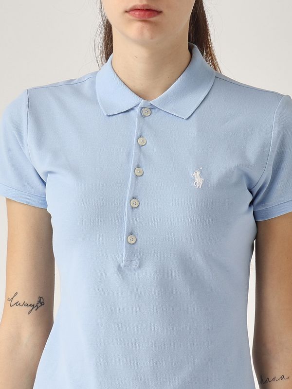 Polo donna in cotone piquet stretch 211870245 Cielo | Caposerio.com