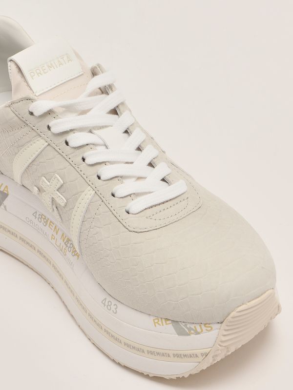 Premiata Beth 7370 leather sneakers for women - Butter | Caposerio.com