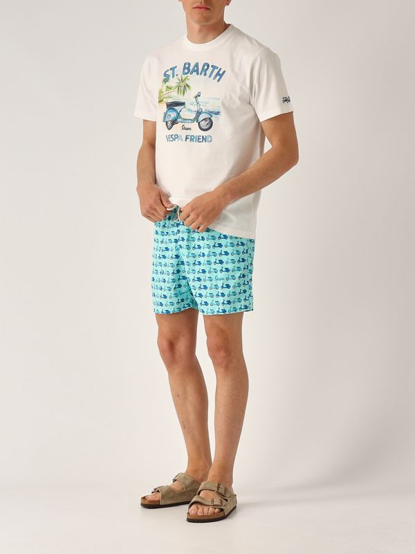 Men's costume with print lig0003 Vespa-Celeste | Caposerio.com