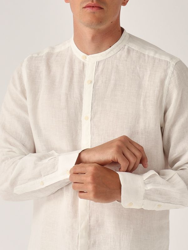 Naxos linen shirt for men nax0001 White | Caposerio.com