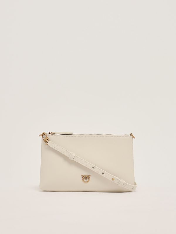 Pinko Flat Mini leather bag for women - White | Caposerio.com