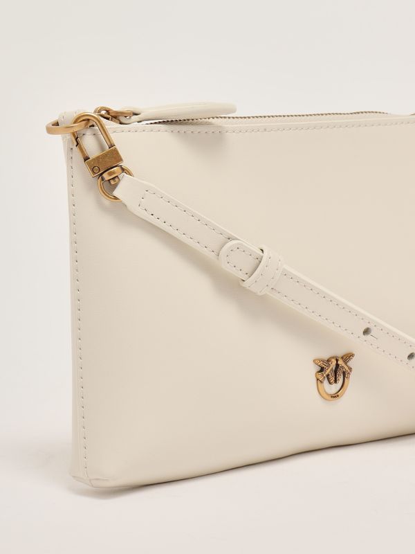 Pinko Flat Mini leather bag for women - White | Caposerio.com