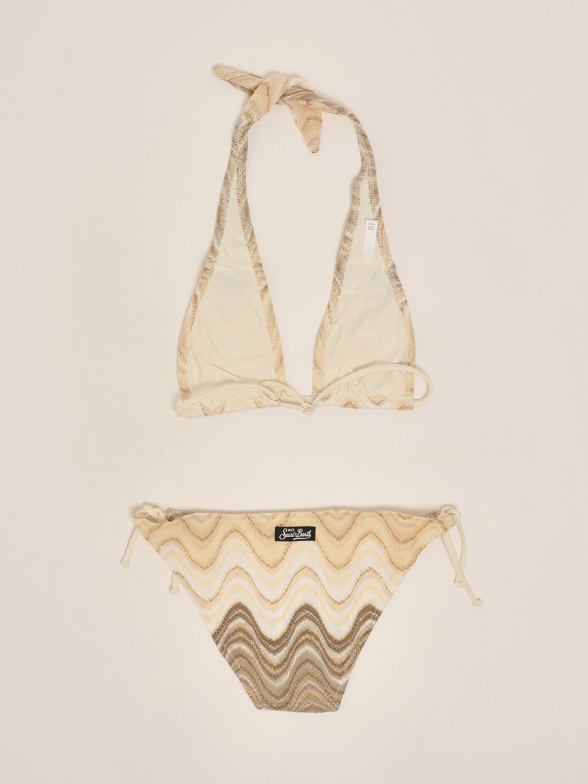 Bikini bambina Aryanna in tessuto lurex ary00002 Beige | Caposerio.com