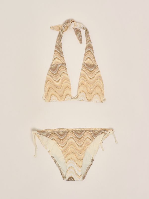 Bikini bambina Aryanna in tessuto lurex ary00002 Beige | Caposerio.com