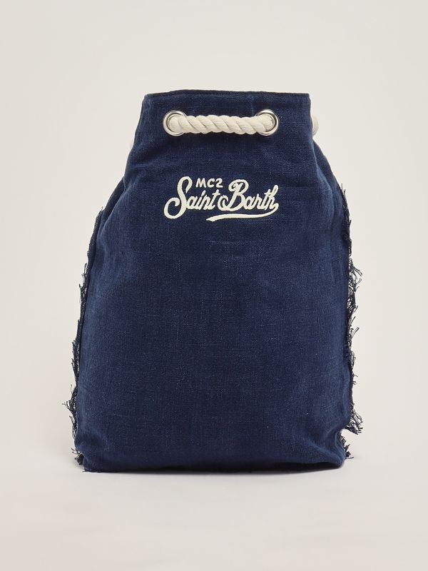 Men's linen backpack bobp002 Blue | Caposerio.com