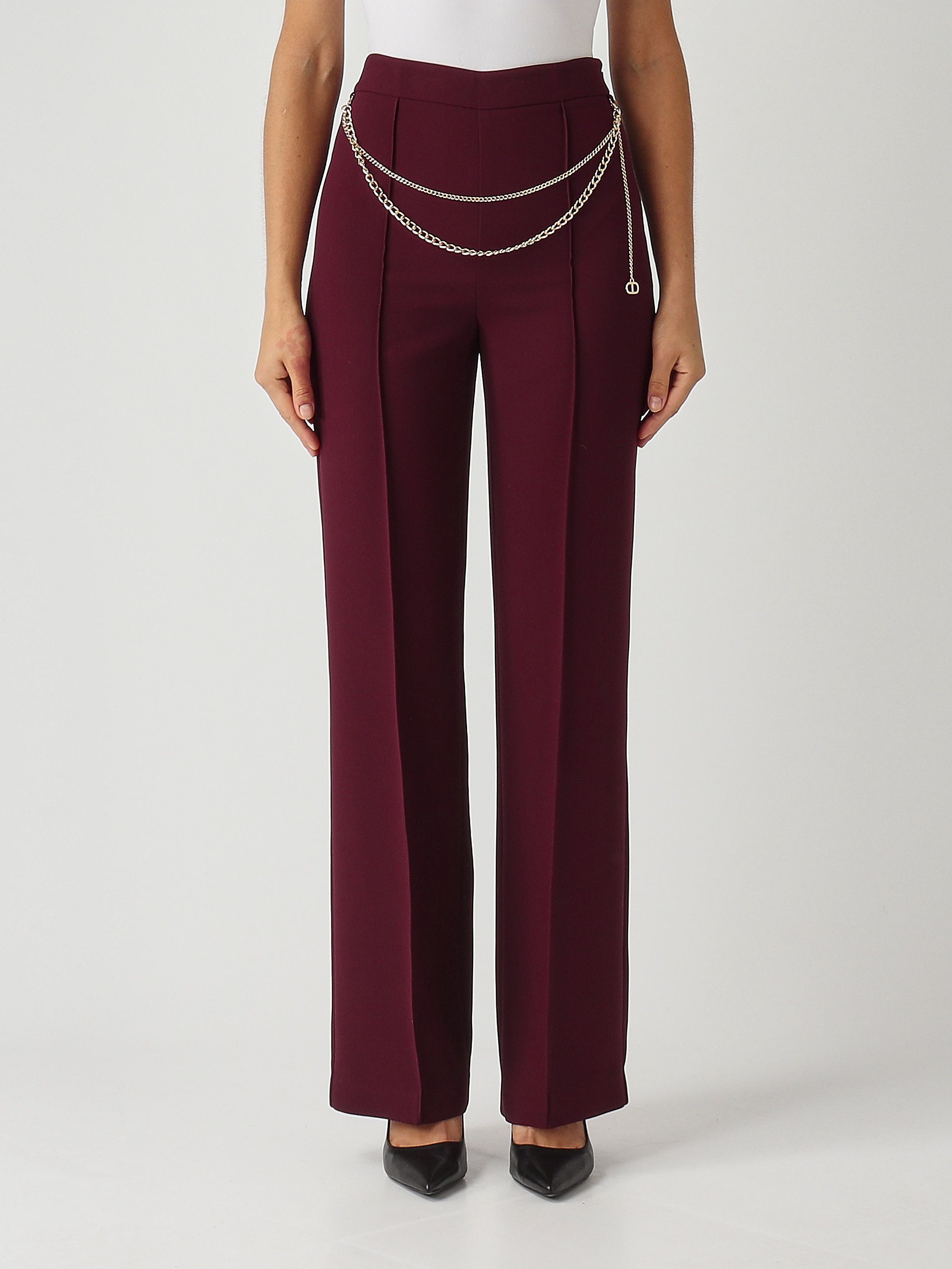 Women's cady trousers 252tp2281 Grape pomace | Caposerio.com