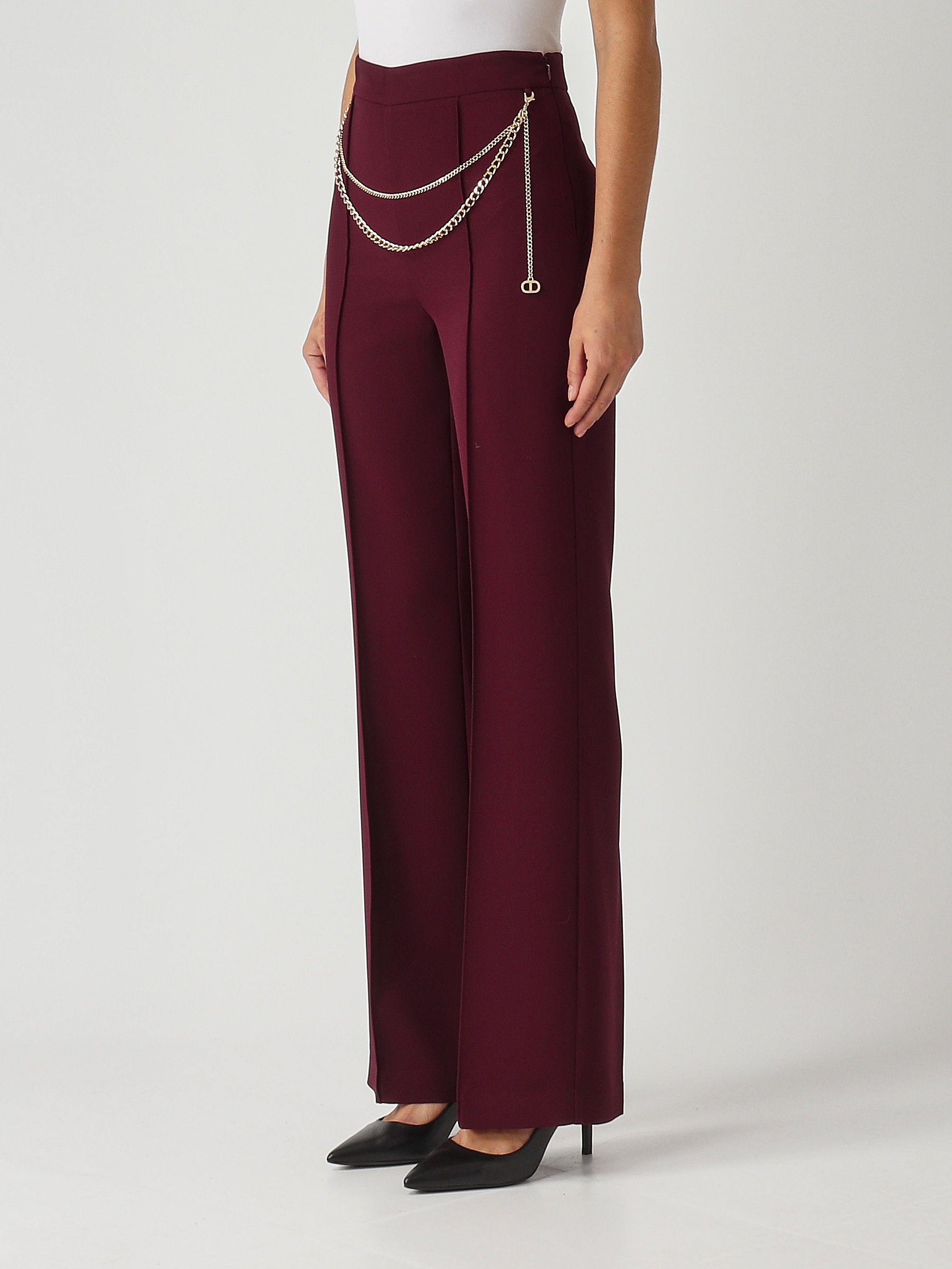Women's cady trousers 252tp2281 Grape pomace | Caposerio.com