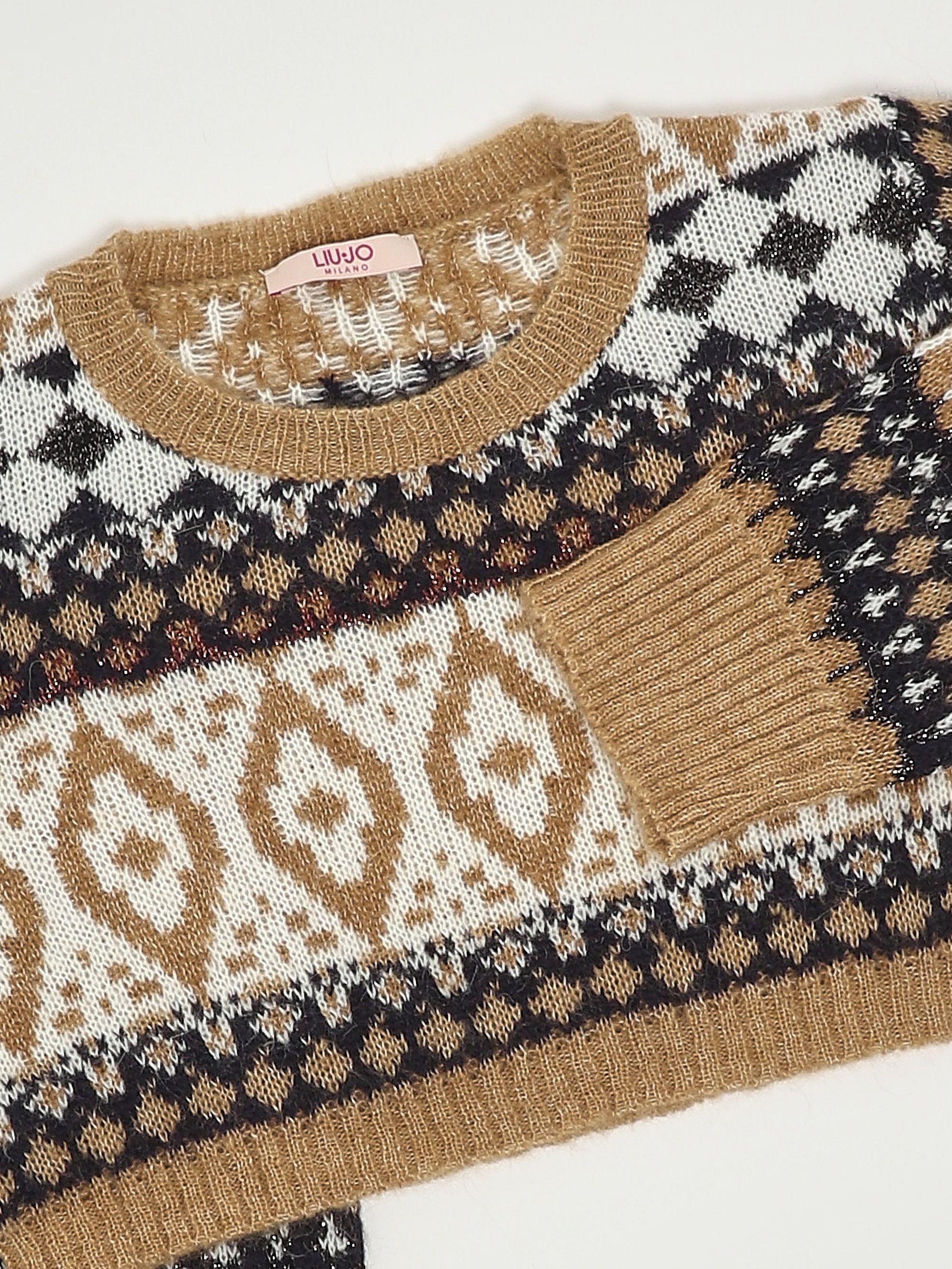 Pullover aus Alpaka-Mischung für Mädchen gf5193ma11r Kamel | Caposerio.com