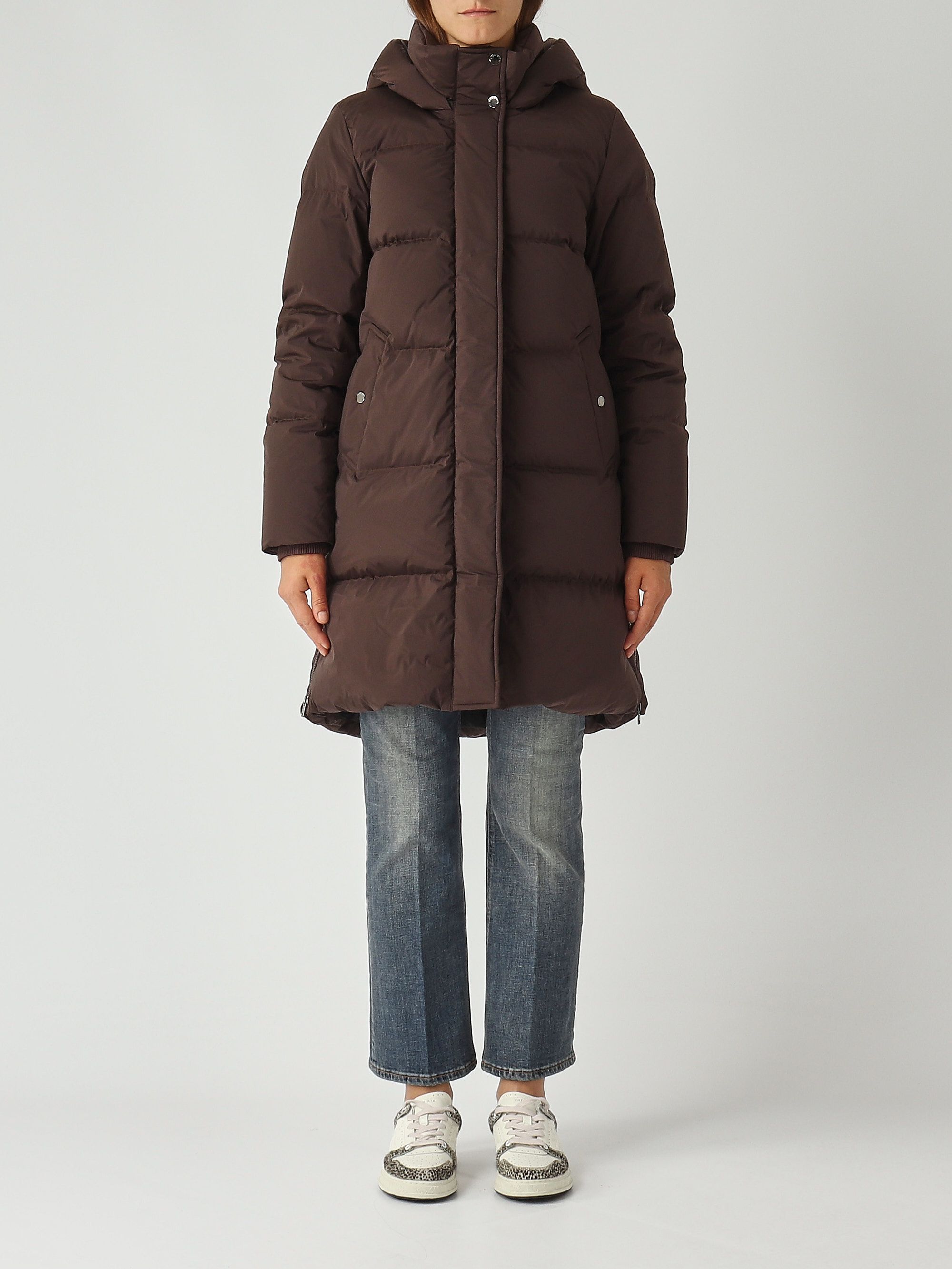 Woolrich Kelly women's down jacket in stretch nylon - Brown | Caposerio.com