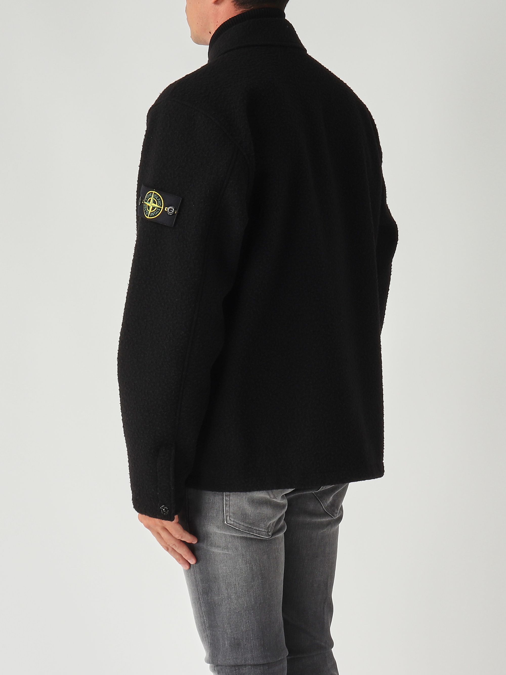 Stone Island Resined waterproof virgin wool overshirt for men - Black ...
