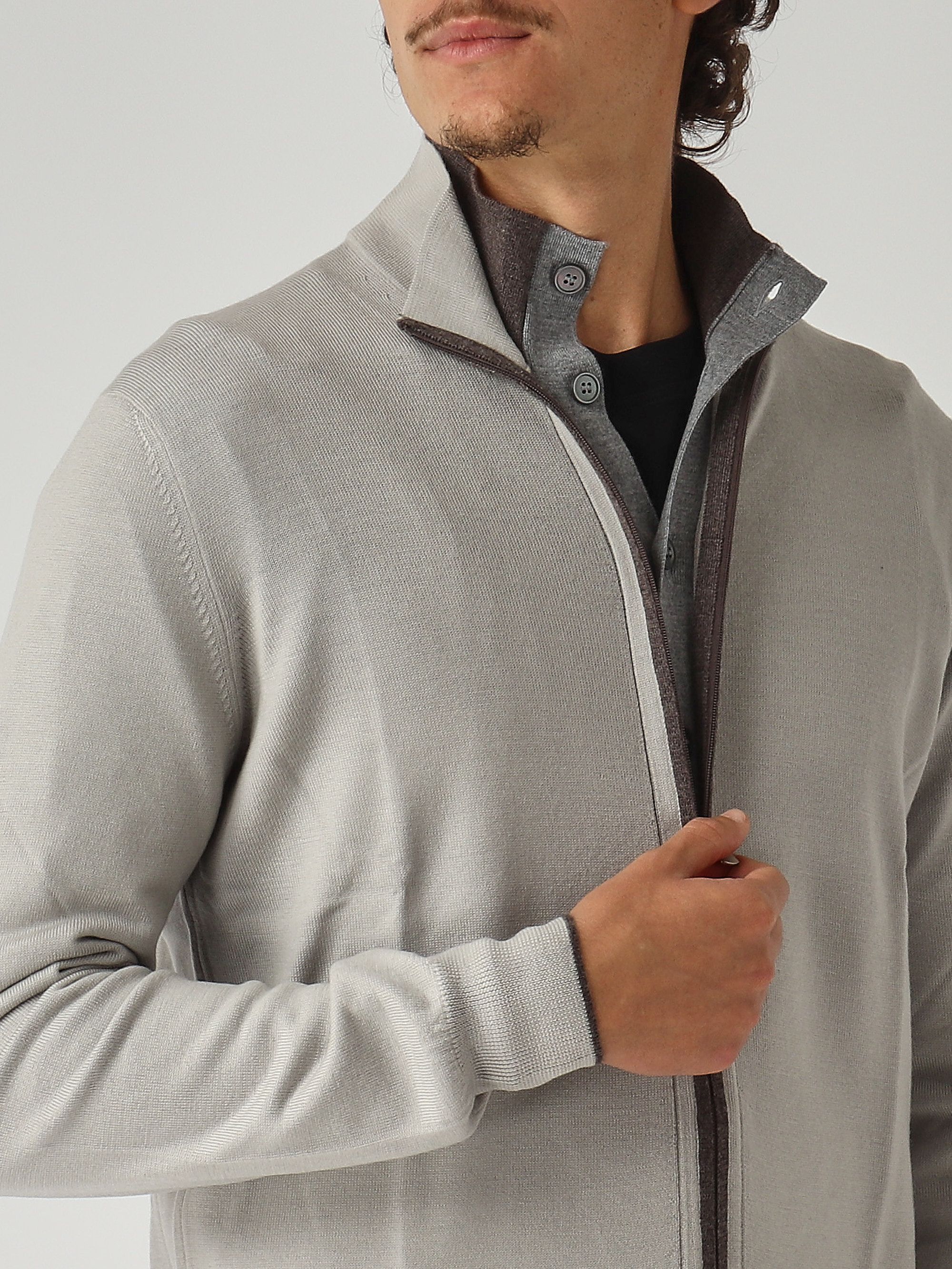 Maglia uomo in lana merinos extra fine 5714214223 Grigio tortora ...