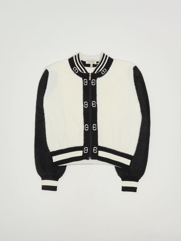 Twinset Girls' jacket in teddy fabric - Black-White | Caposerio.com