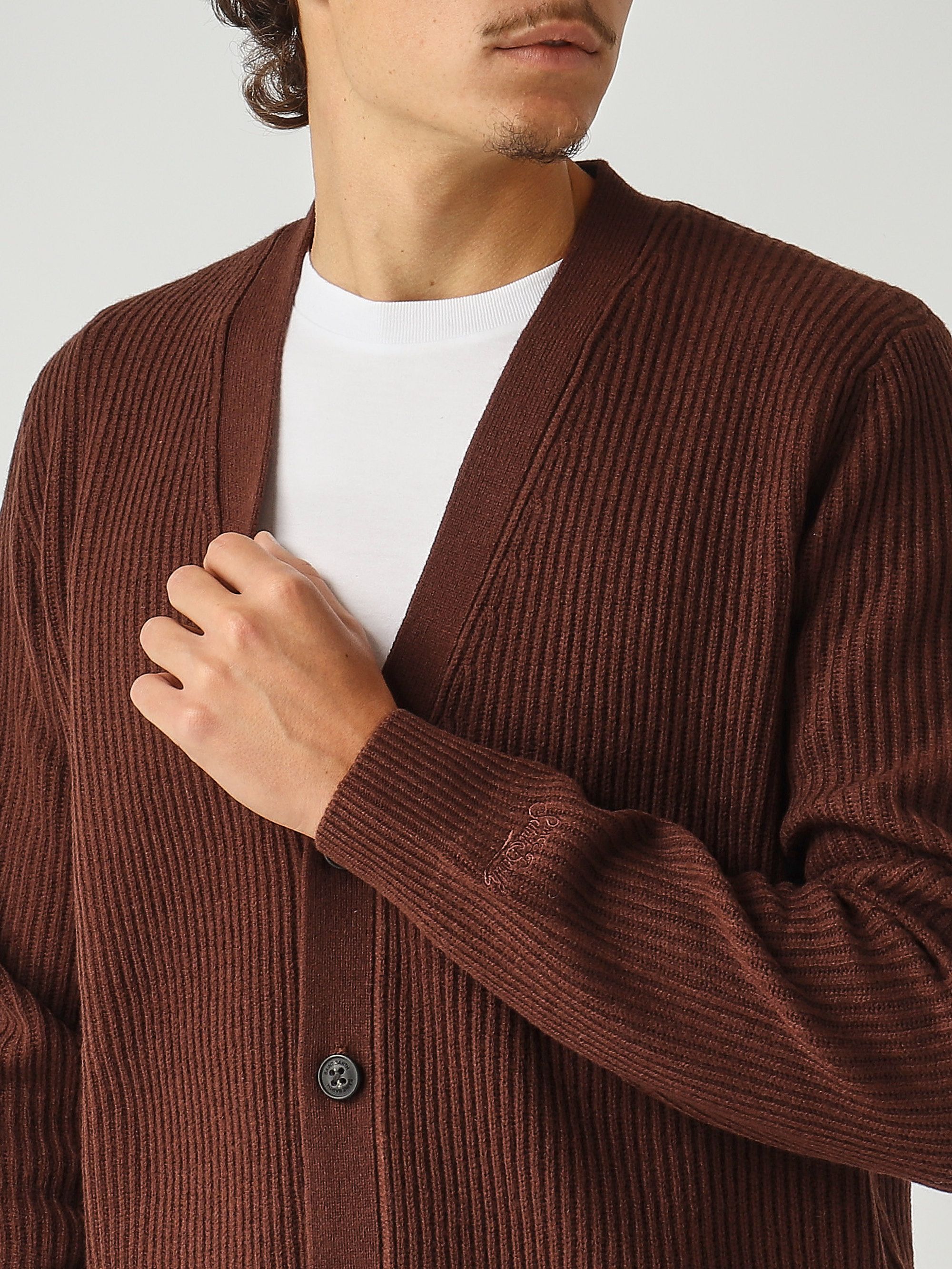Herrison carded wool cardigan for men herr004 18 Brown | Caposerio.com