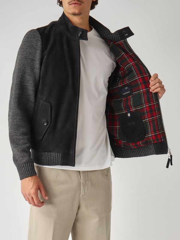 Ethan men's leather jacket ethanknit Navy-Smoke | Caposerio.com