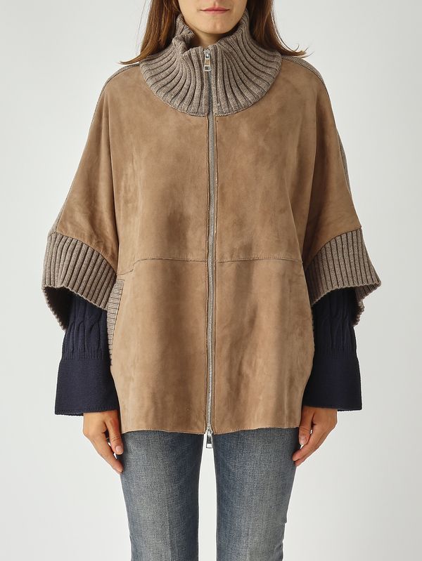 Adele women's leather jacket adele knit Light Dove Grey | Caposerio.com