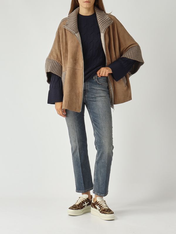 Adele women's leather jacket adele knit Light Dove Grey | Caposerio.com