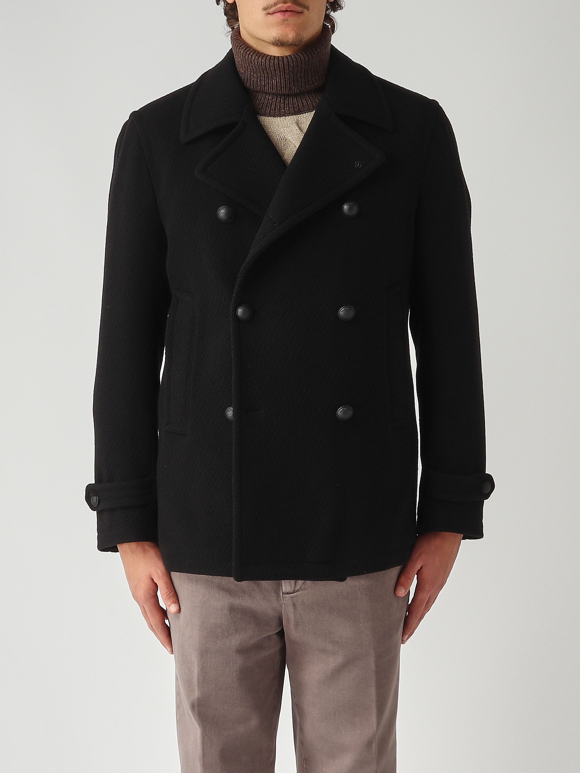 Caban homme en laine mélangée monacof340281u Noir | Caposerio.com