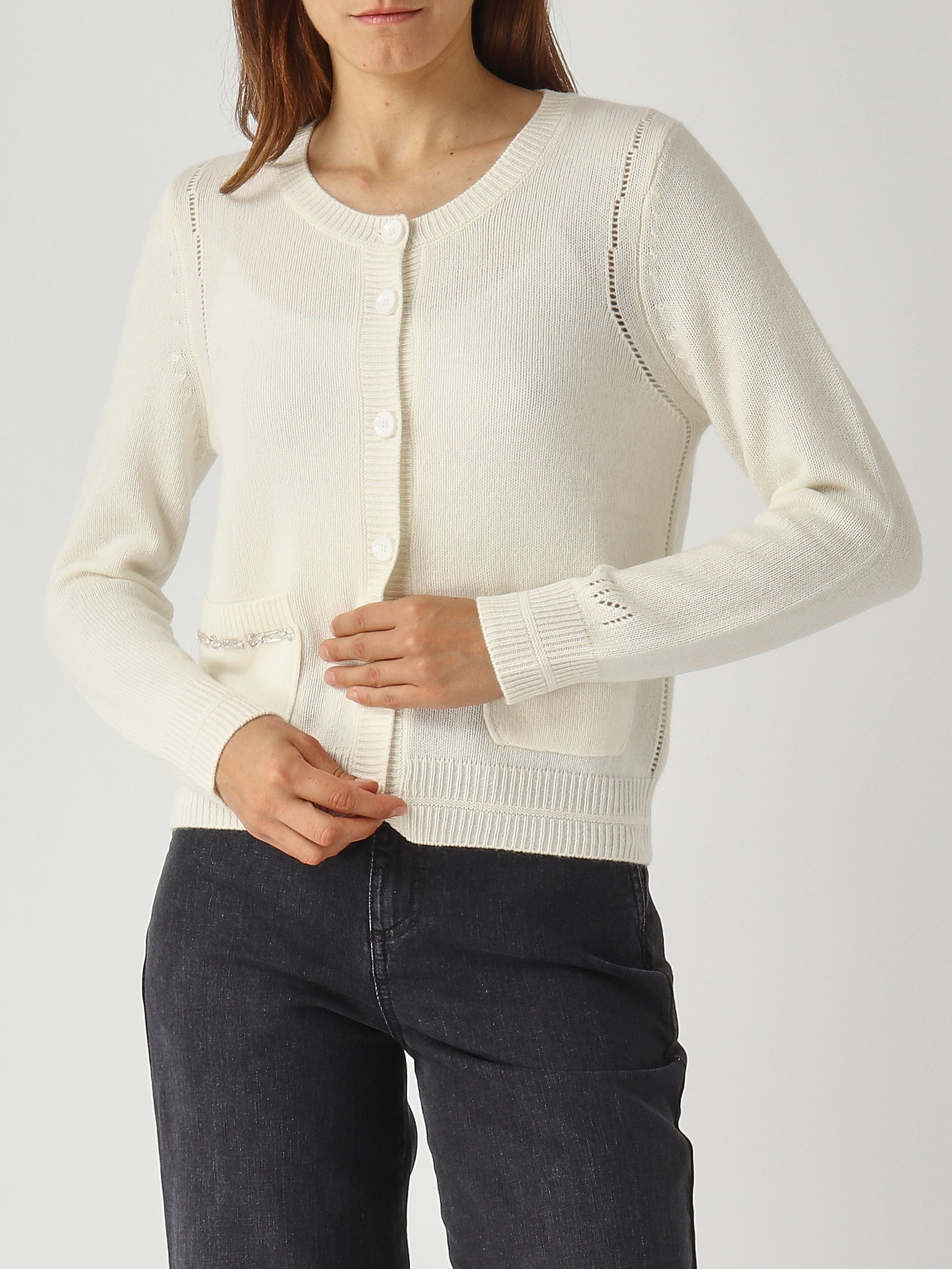 Nenette Ciao wool and cashmere blend cardigan for women - Ivory ...