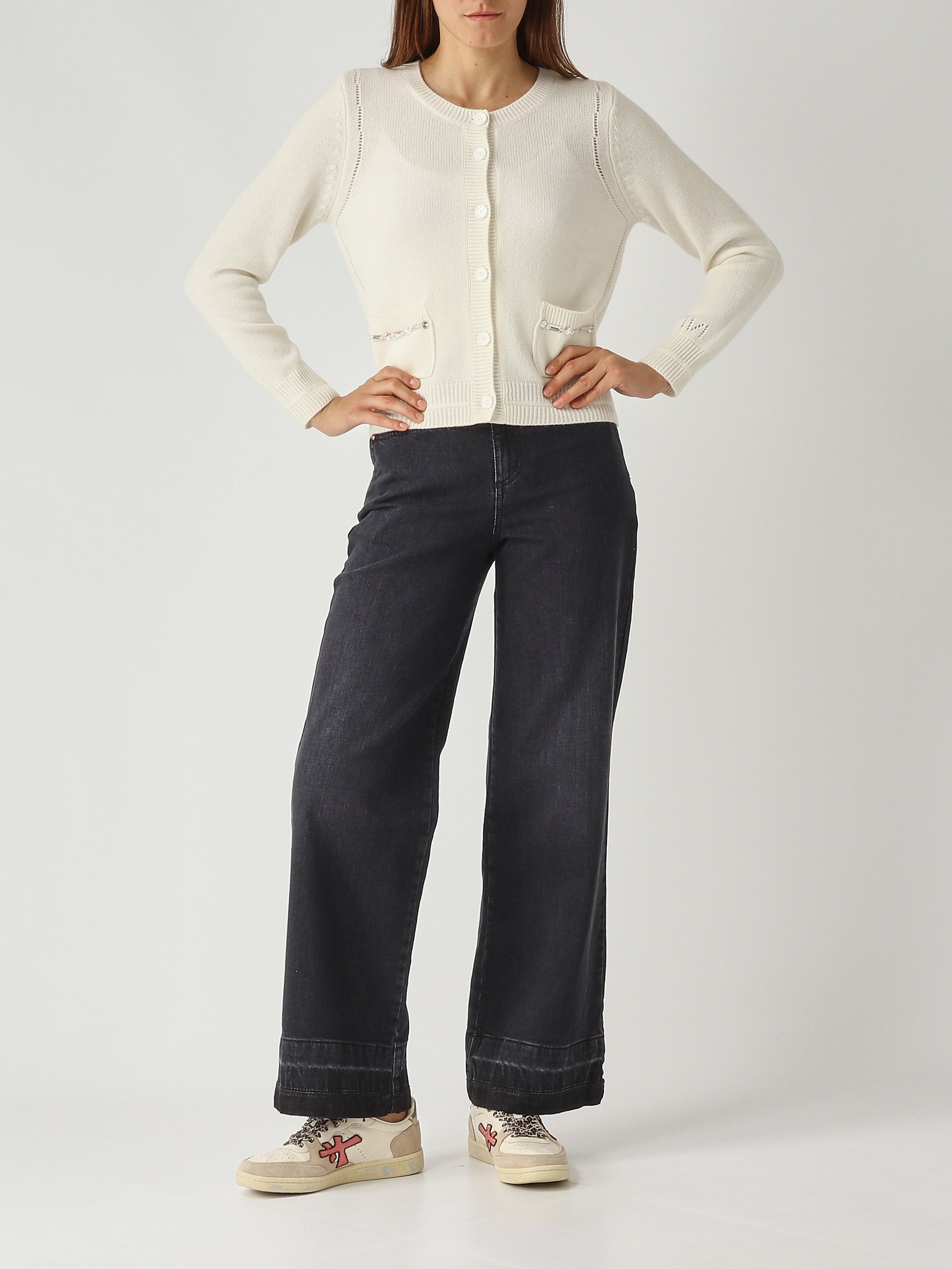 Nenette Ciao wool and cashmere blend cardigan for women - Ivory ...