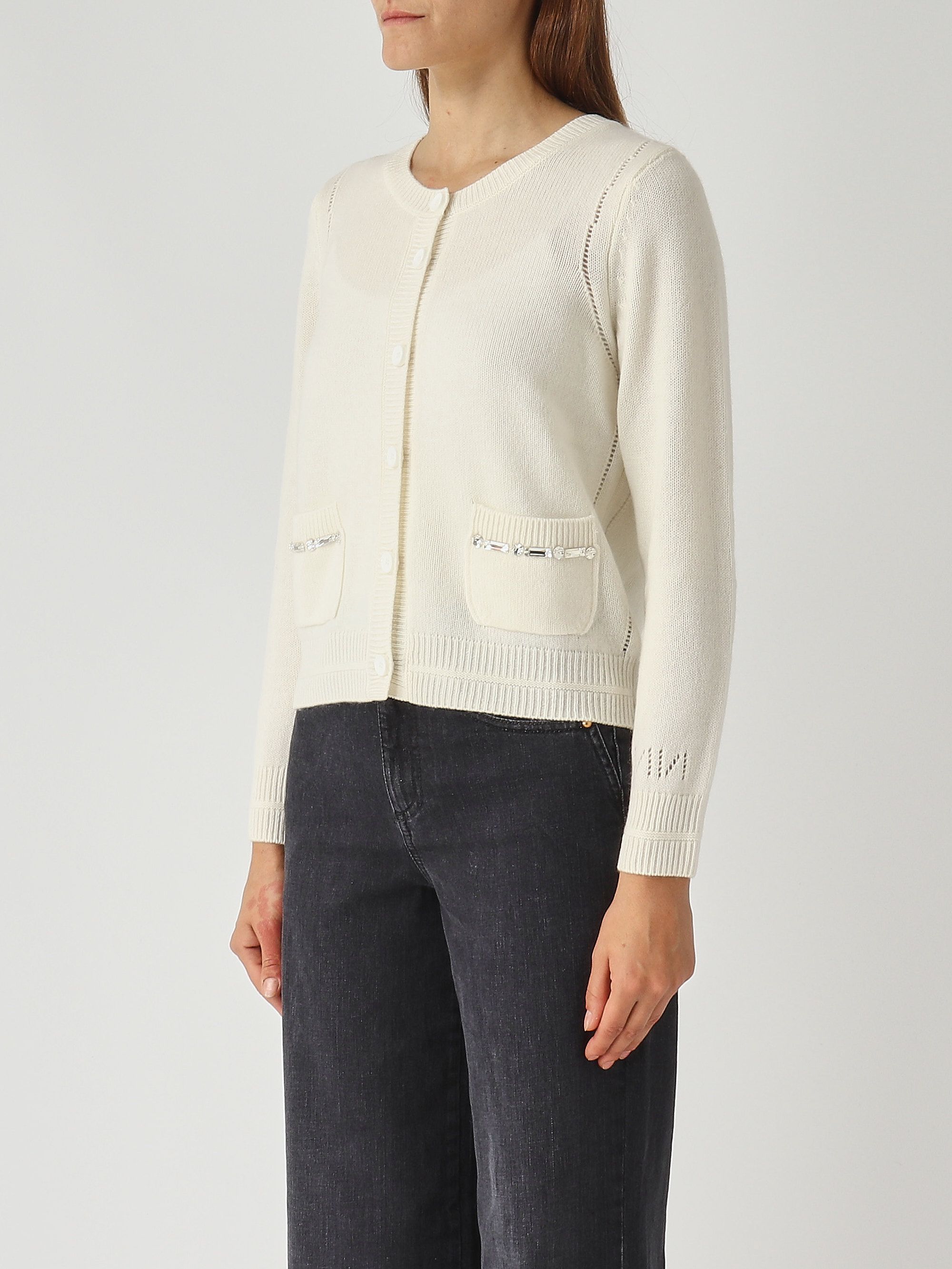 Nenette Ciao wool and cashmere blend cardigan for women - Ivory ...
